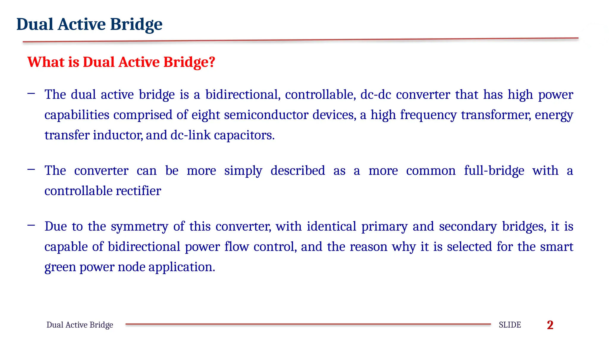 Dual active Bridge presentation file eed | PPTX