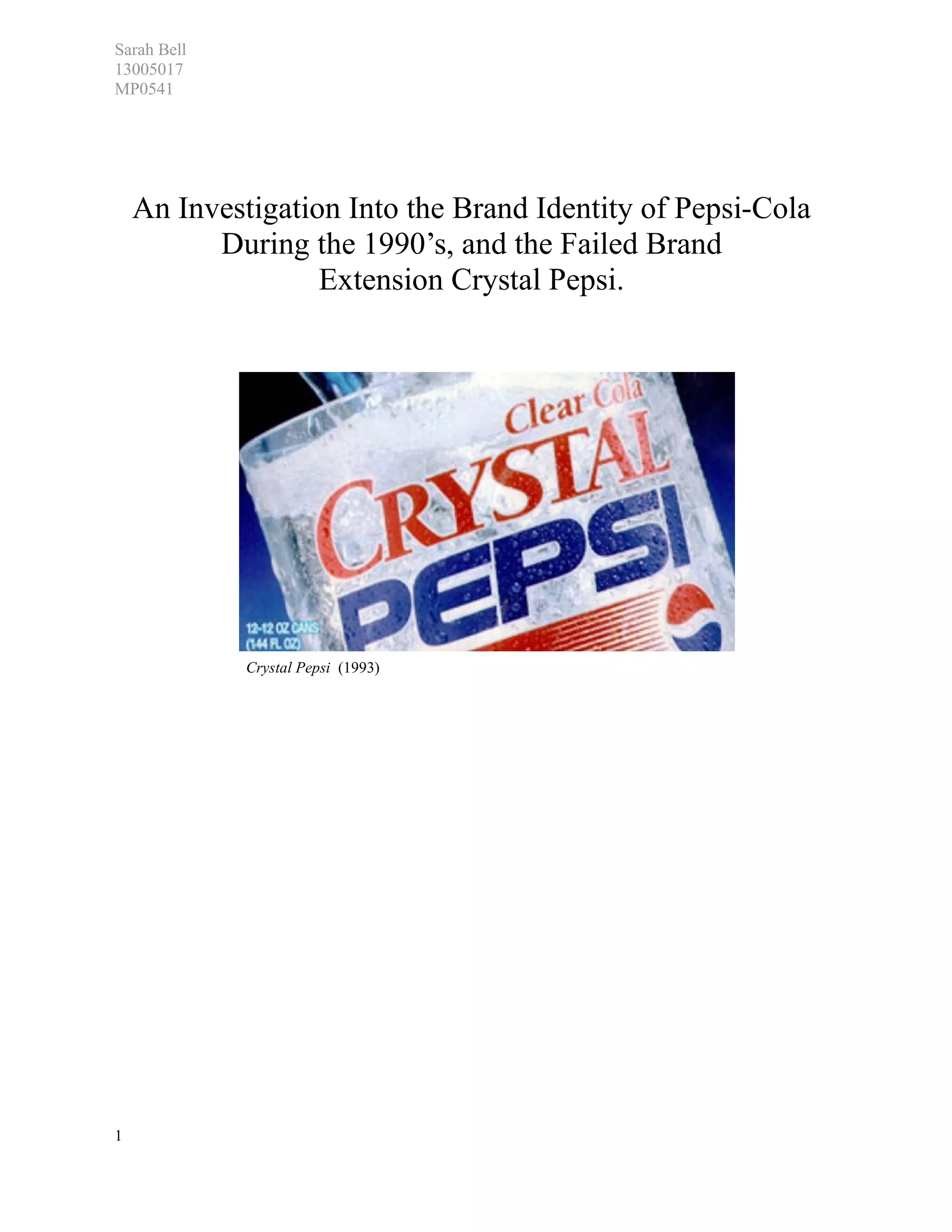 Crystal Pepsi Case Study | PDF
