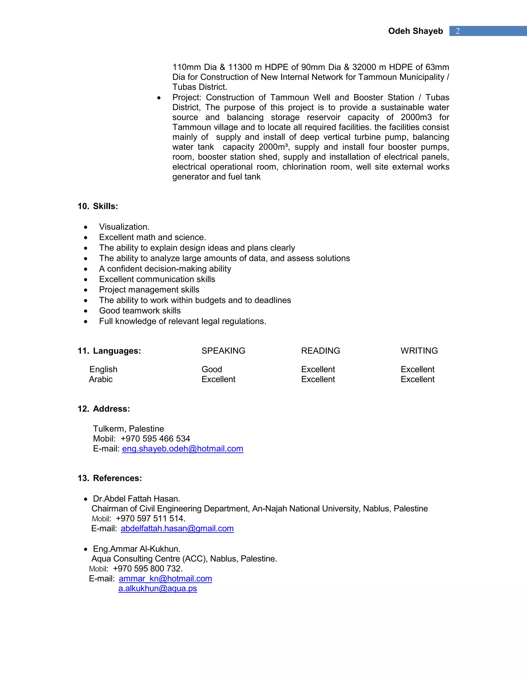 CURRICULUM VITAE Odeh Shayeb | PDF