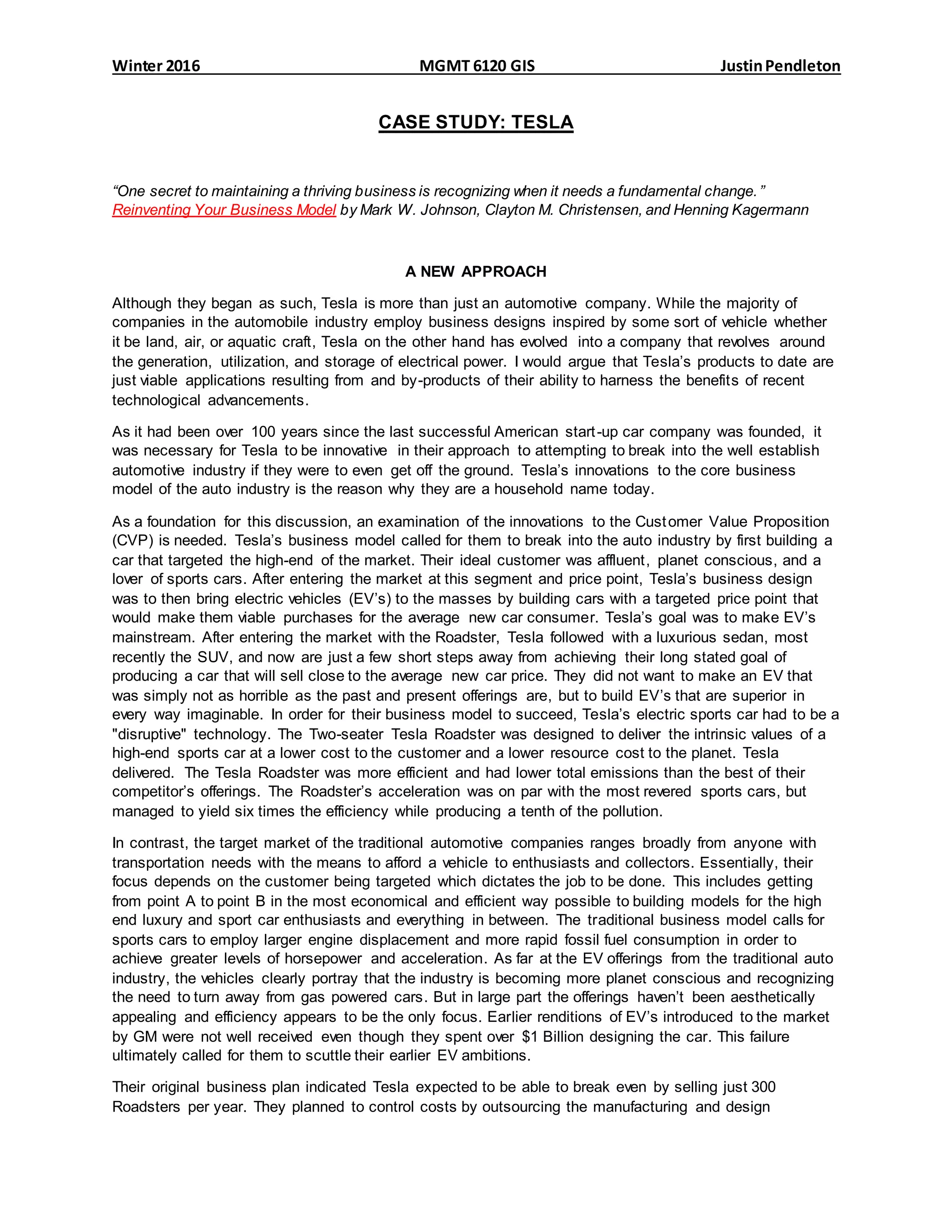 Tesla Case Study | PDF