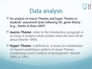 Dynamic assessment of academic writing: macro-Theme and hyper-Theme | PPT