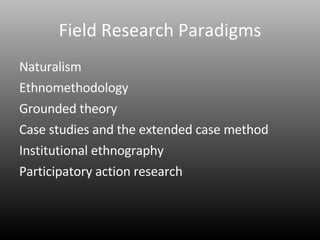 Topics for Field Research | PPT