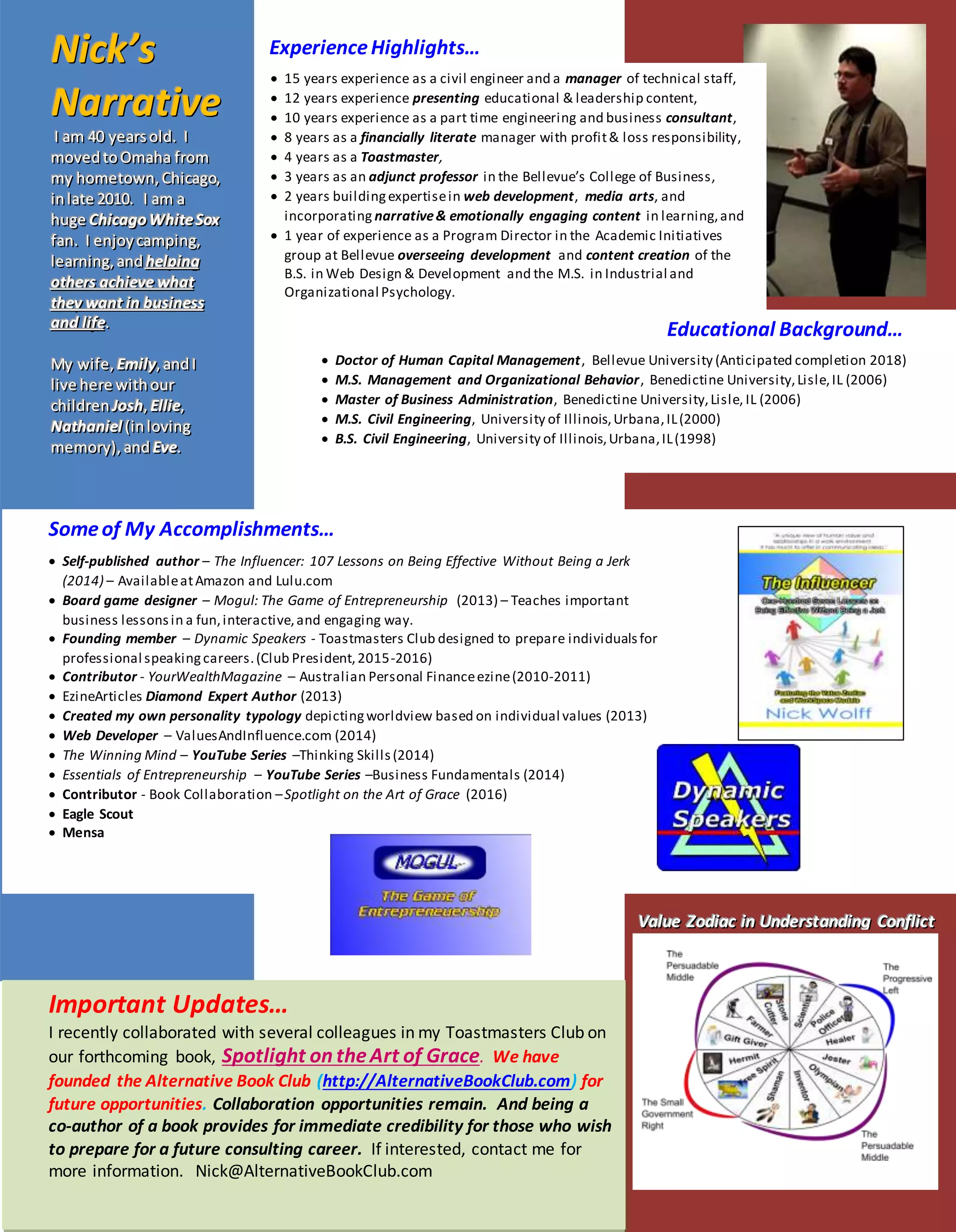 Nick Wolff - Speaker's One-Sheet - 102016 | DOCX
