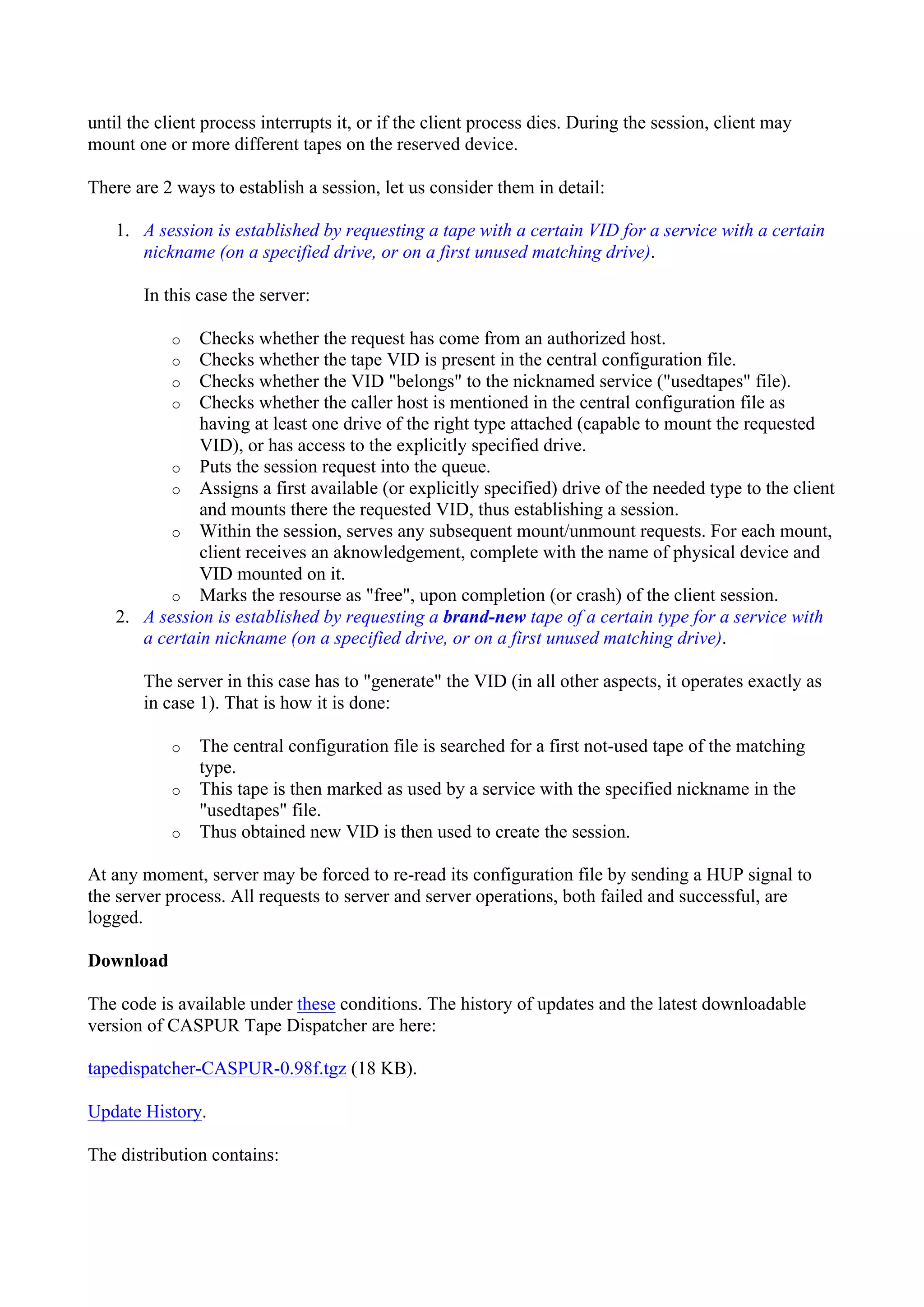 CASPUR Tape Dispatcher | PDF