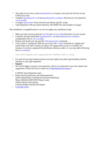 CASPUR Tape Dispatcher | PDF