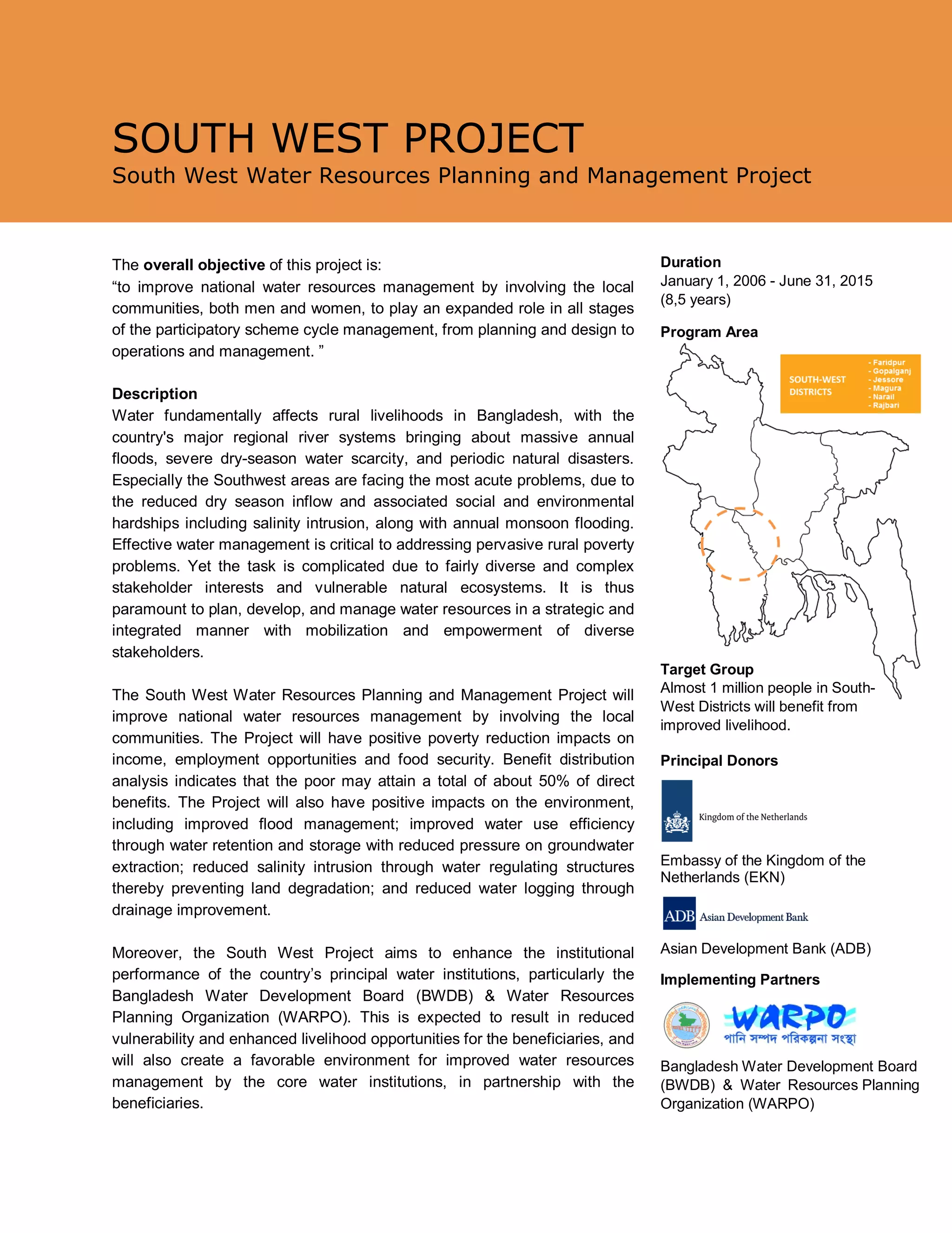 South West Project Fact Sheet | PDF
