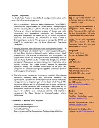 South West Project Fact Sheet | PDF