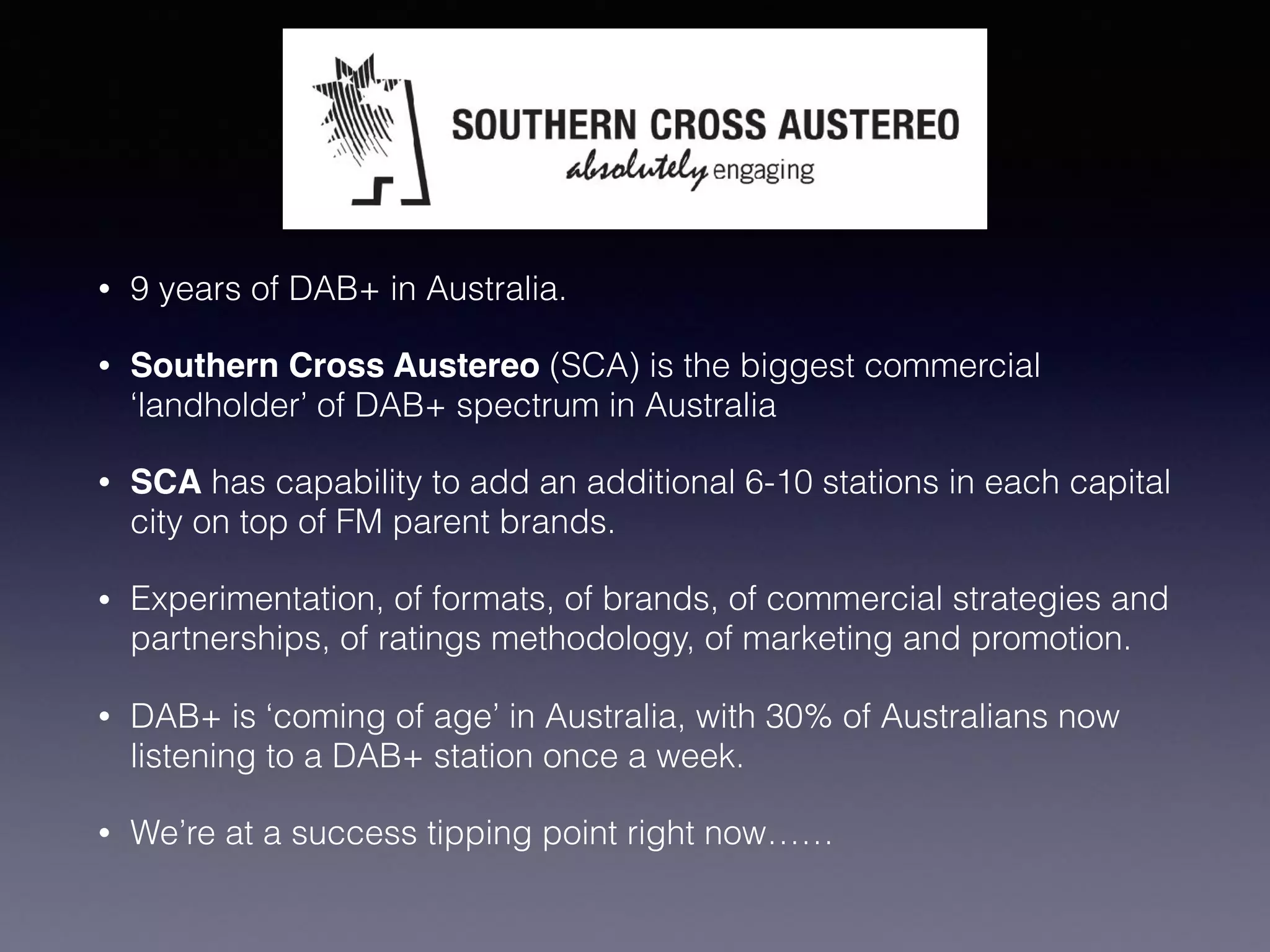 The DAB+ journey for Southern Cross Austereo | PDF