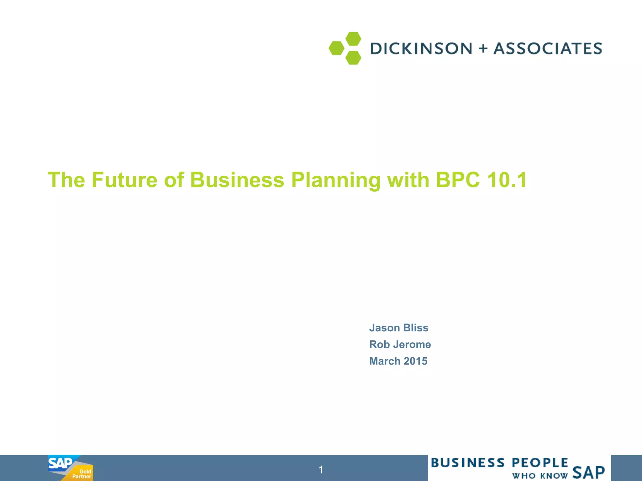 The Future of Business Planning with BPC 10.1 and SAP HANA | PPT