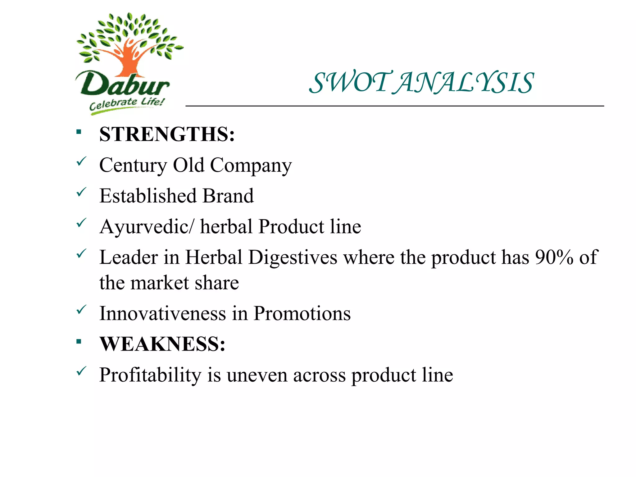 Dabur company SWOT analysis | PPT