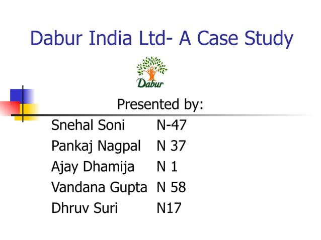 Dabur India Ltd - A Case Study | PPT