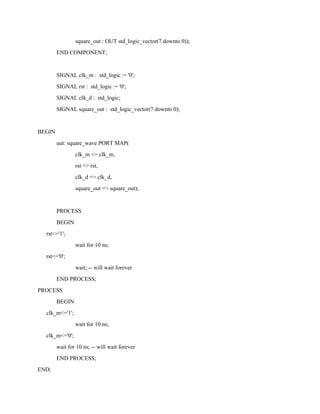 Digital to analog -Sqaure waveform generator in VHDL | PDF | Technology & Computing