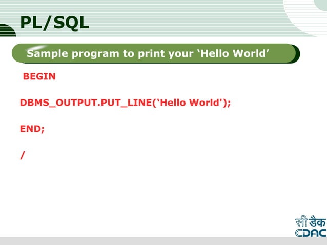 DAC training-batch -2020(PLSQL) | PPT
