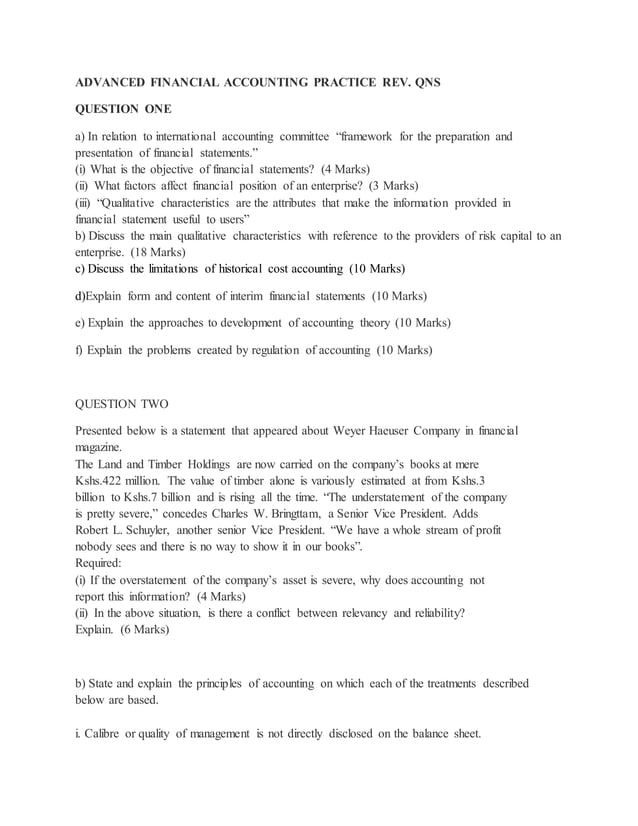 Accounting and Financial Practice Questions (DAC 302 revision questions ...