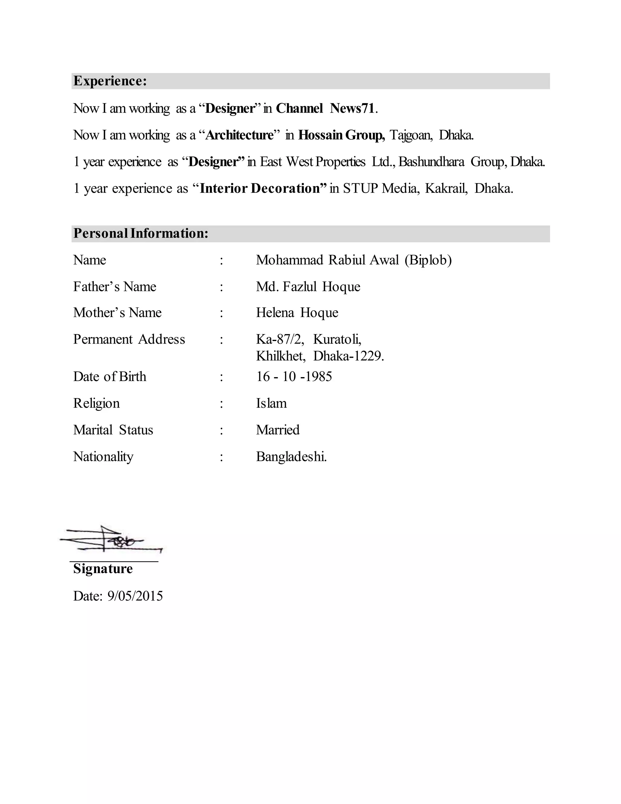 Resume of modofay | DOCX