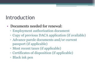 Preparing a DACA renewal package | PPTX