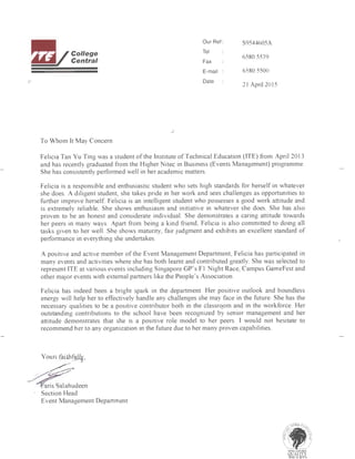 Testimonial - Felicia Tan Yu Ting | PDF