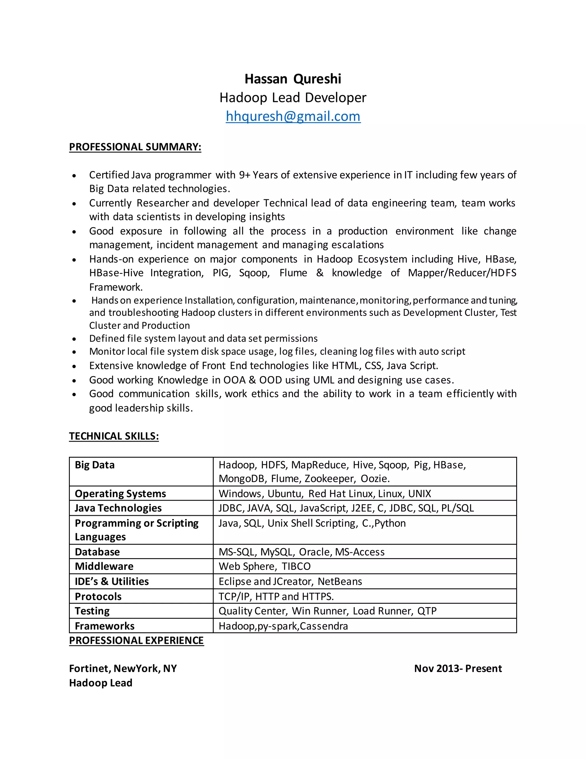 hadoop resume | DOCX
