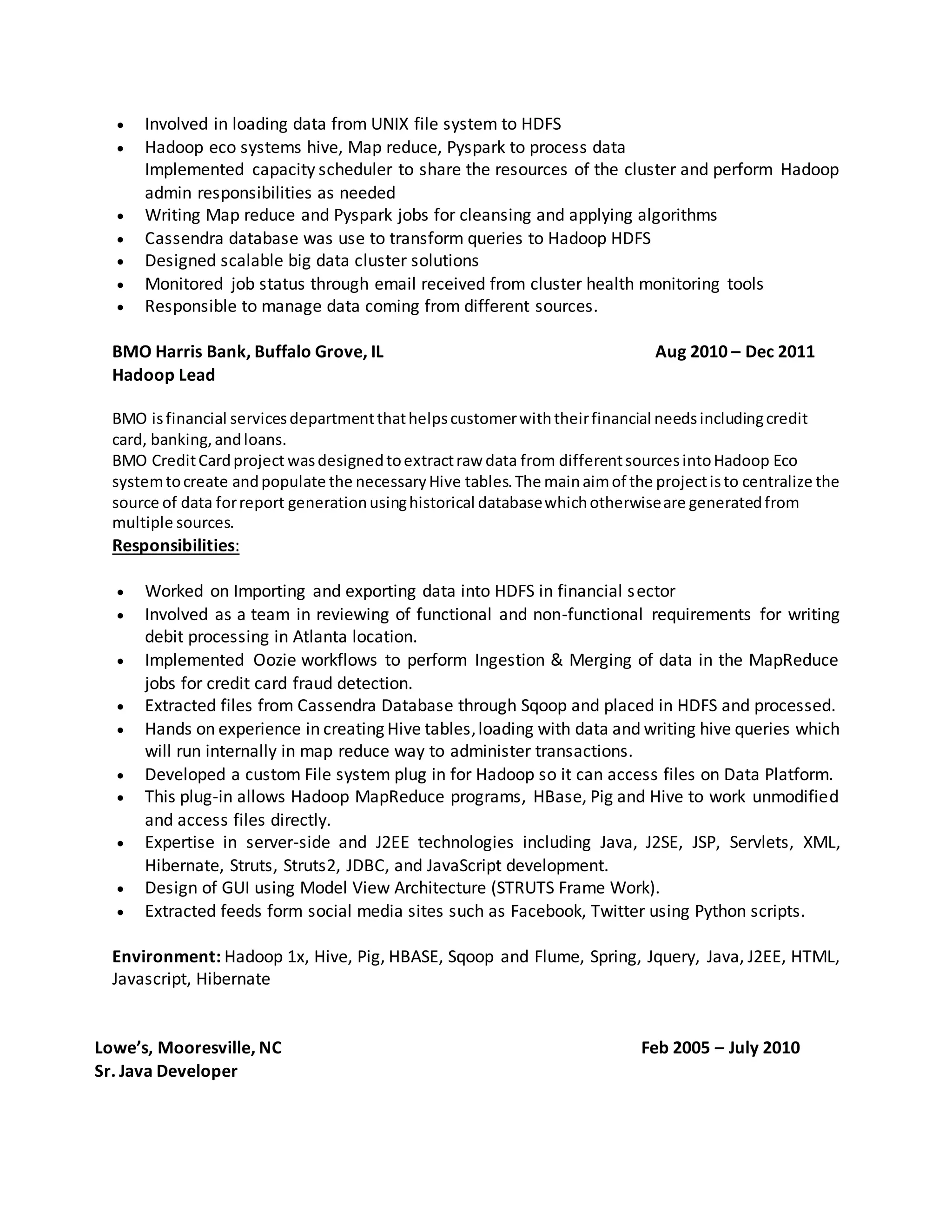 hadoop resume | DOCX