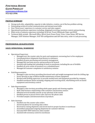 Glenn Purselley_Functional_Resume | PDF