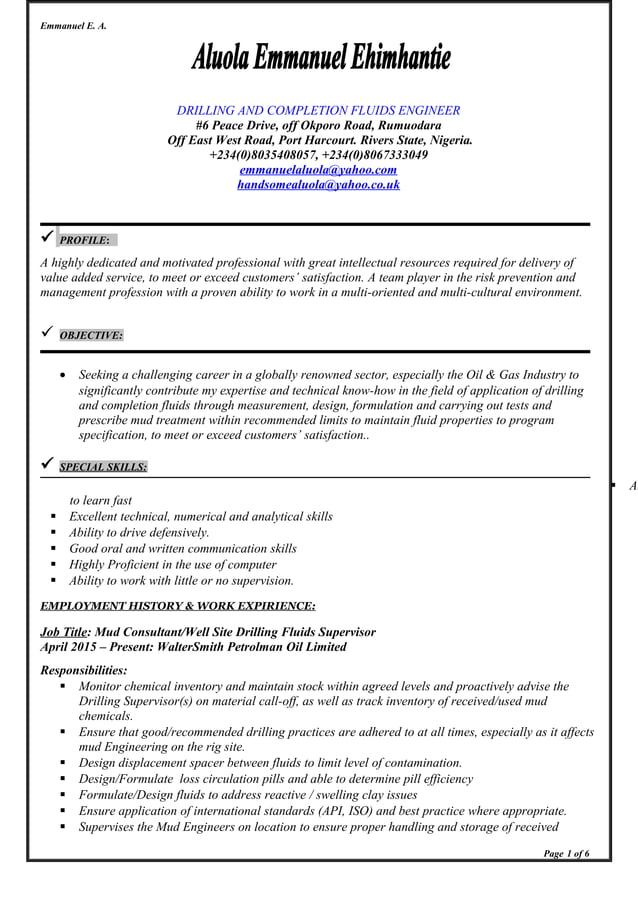 Emmanuel_Resume | DOC | Civil Engineering Industry | Industries