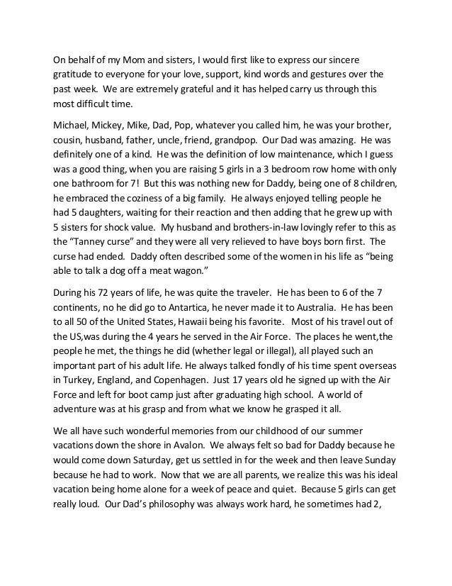 Daddy S Eulogy Daddy S Eulogy