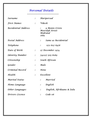 Vikesh CV - Updated July 2013 | PDF