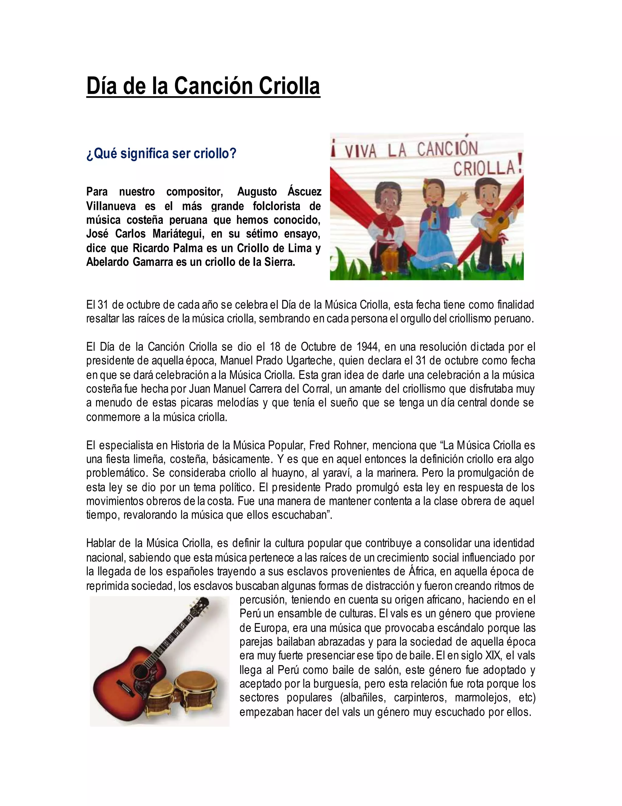 Día de la canción criolla | DOCX