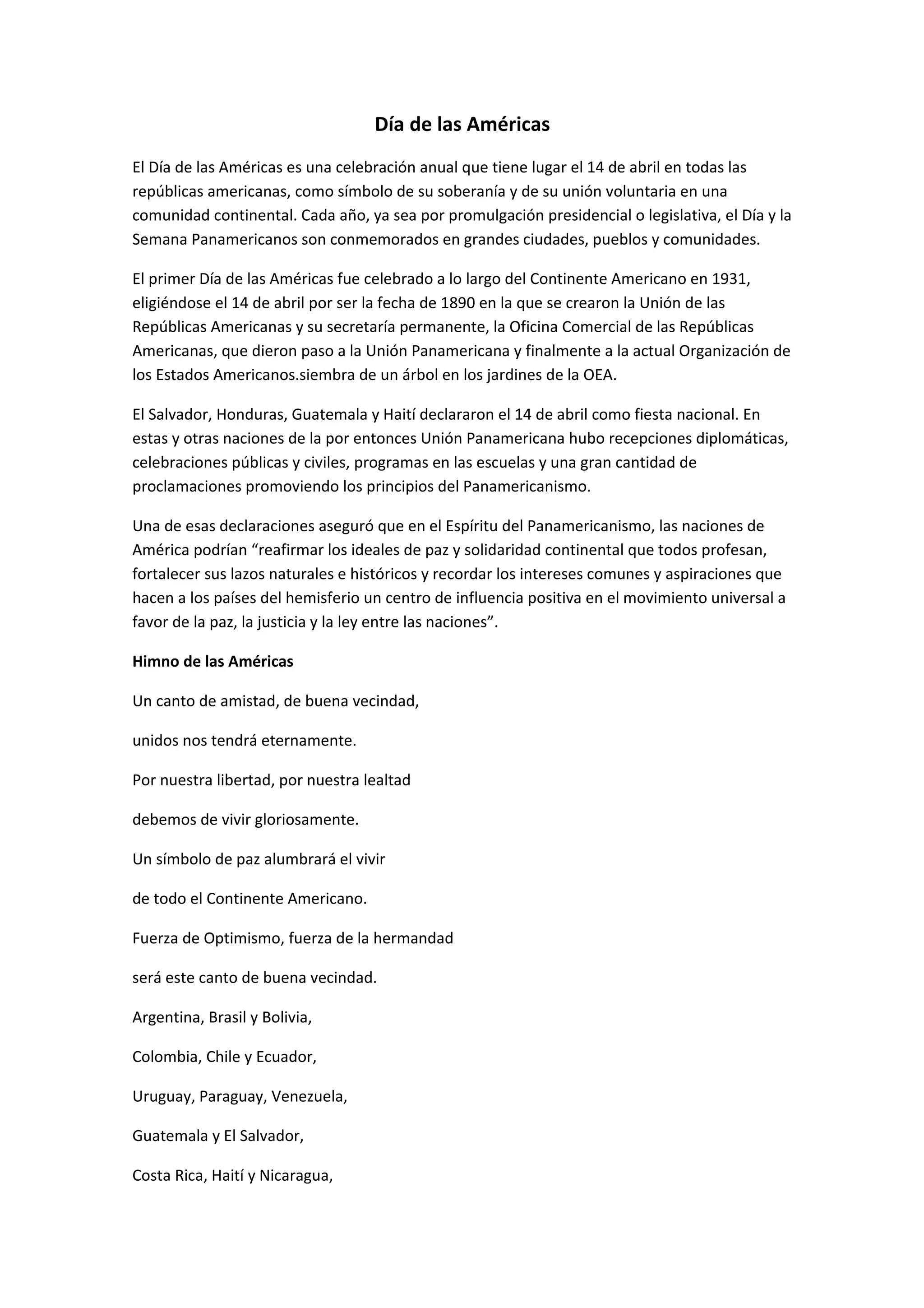 Día de las américas | PDF