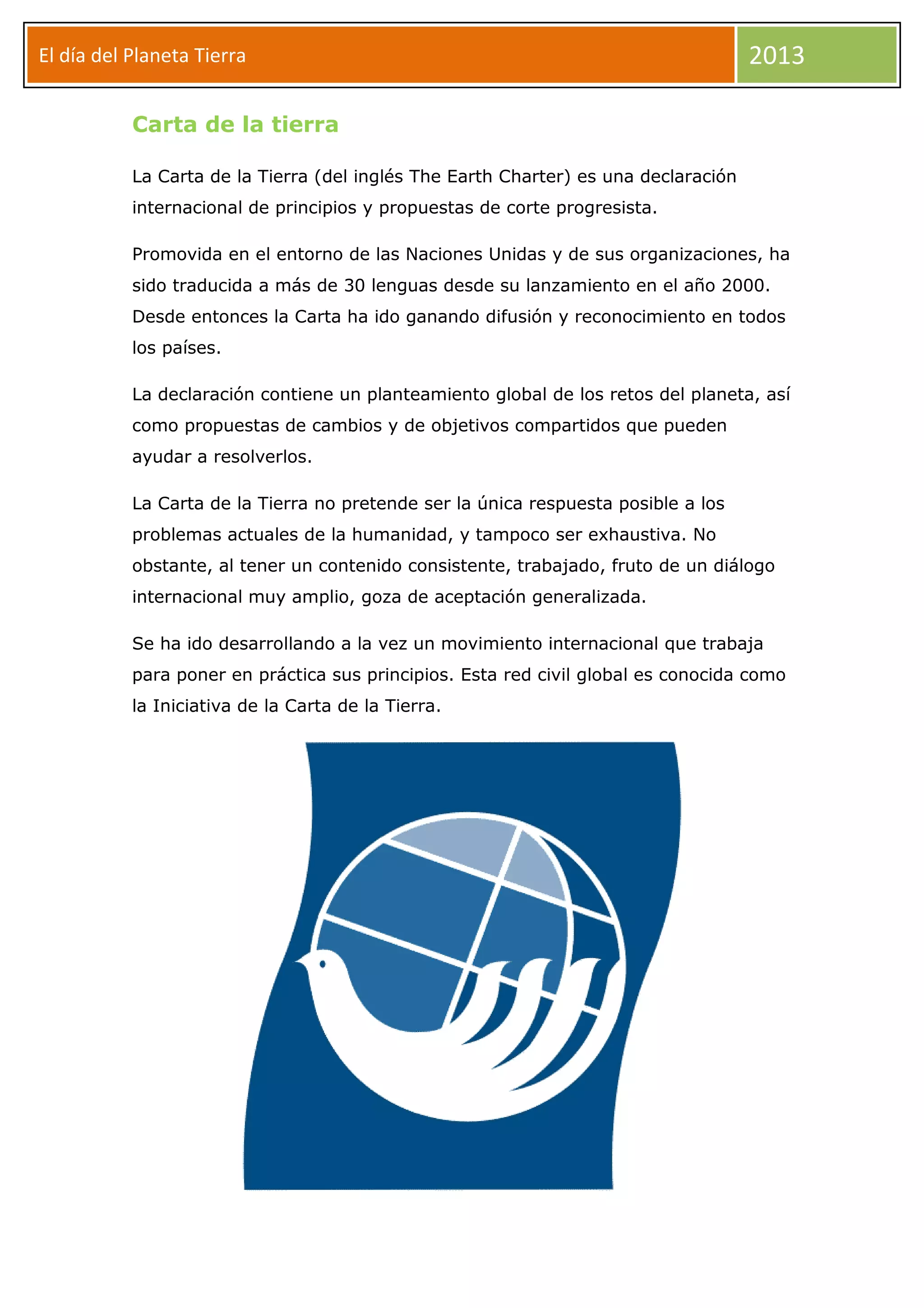 Día del planeta tierra | PDF