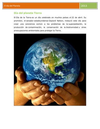 Día del planeta tierra | DOCX
