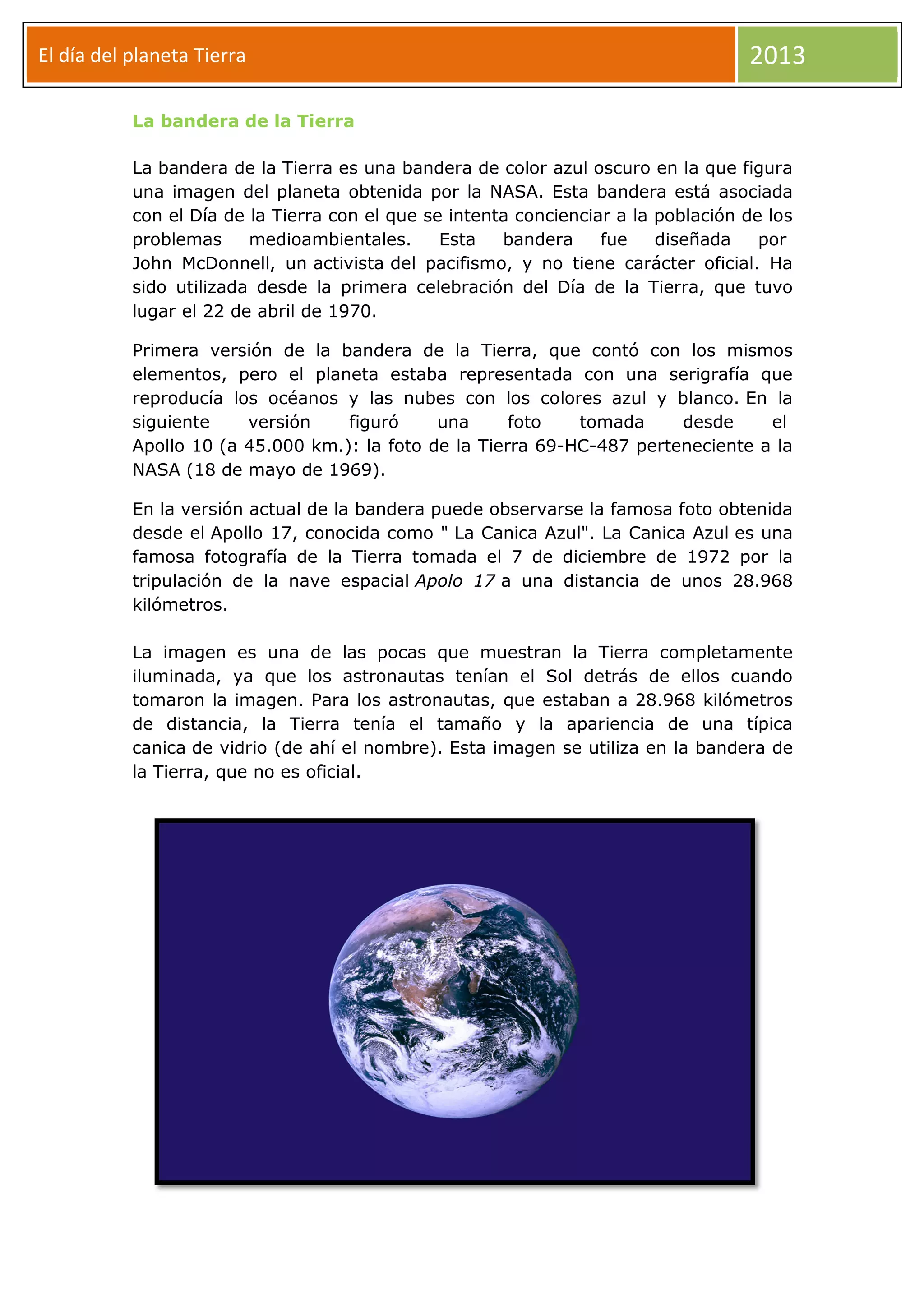Día del planeta tierra | PDF