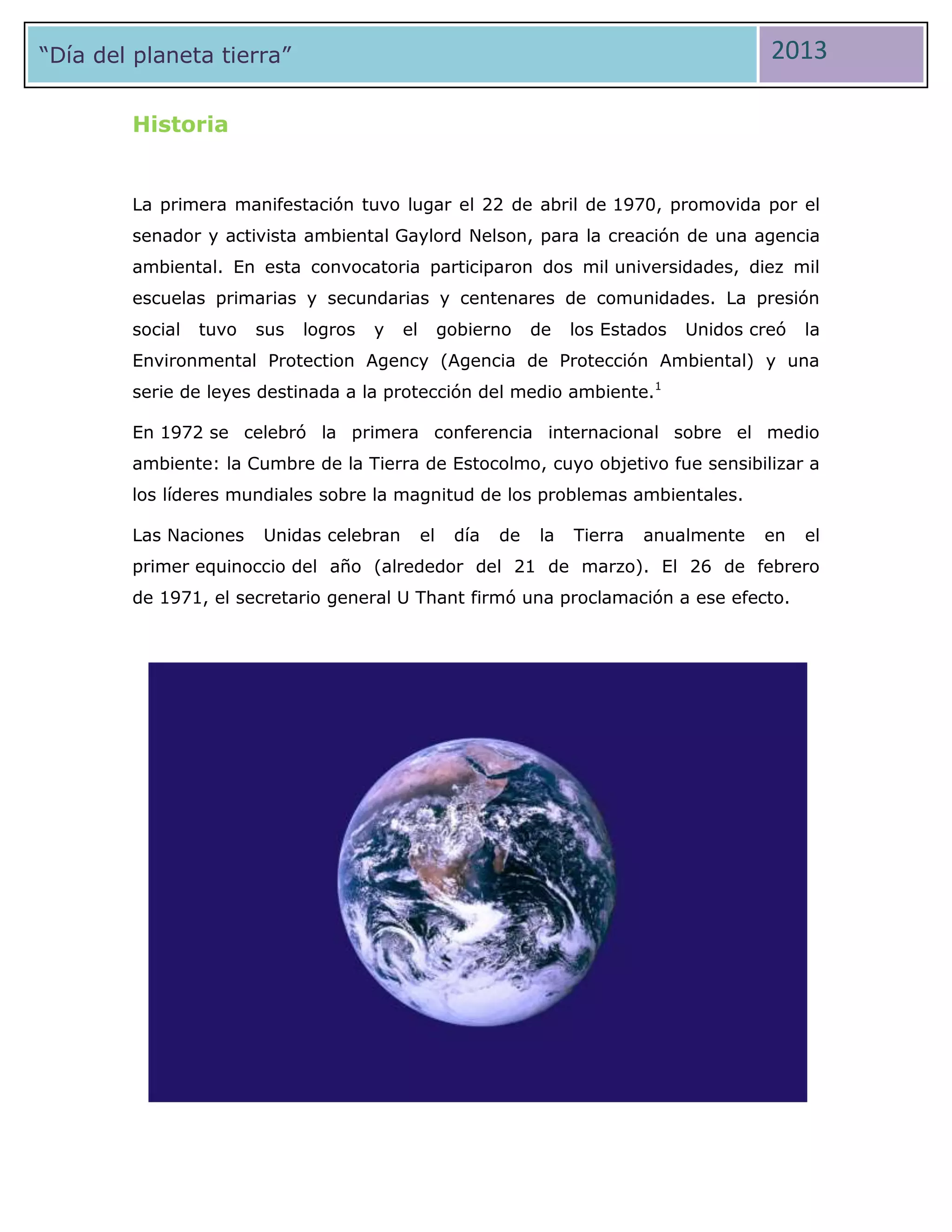 Día del planeta tierra | PDF