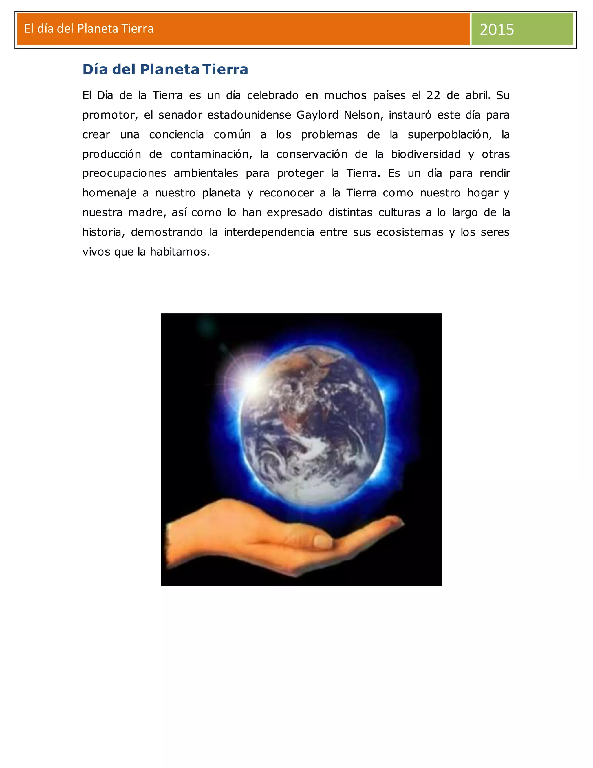 Día del planeta tierra dn | DOCX