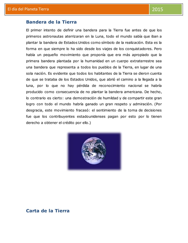 Día del planeta tierra dn | DOCX