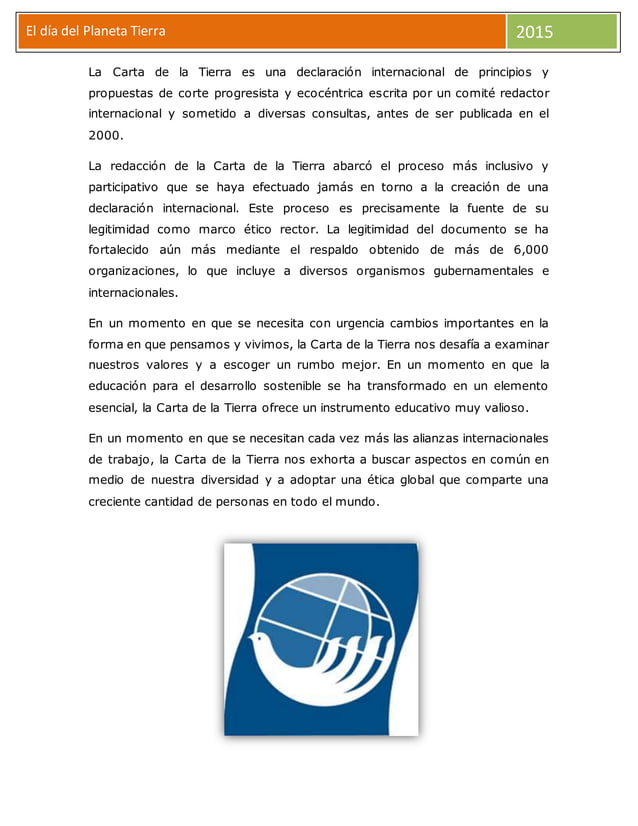 Día del planeta tierra dn | DOCX