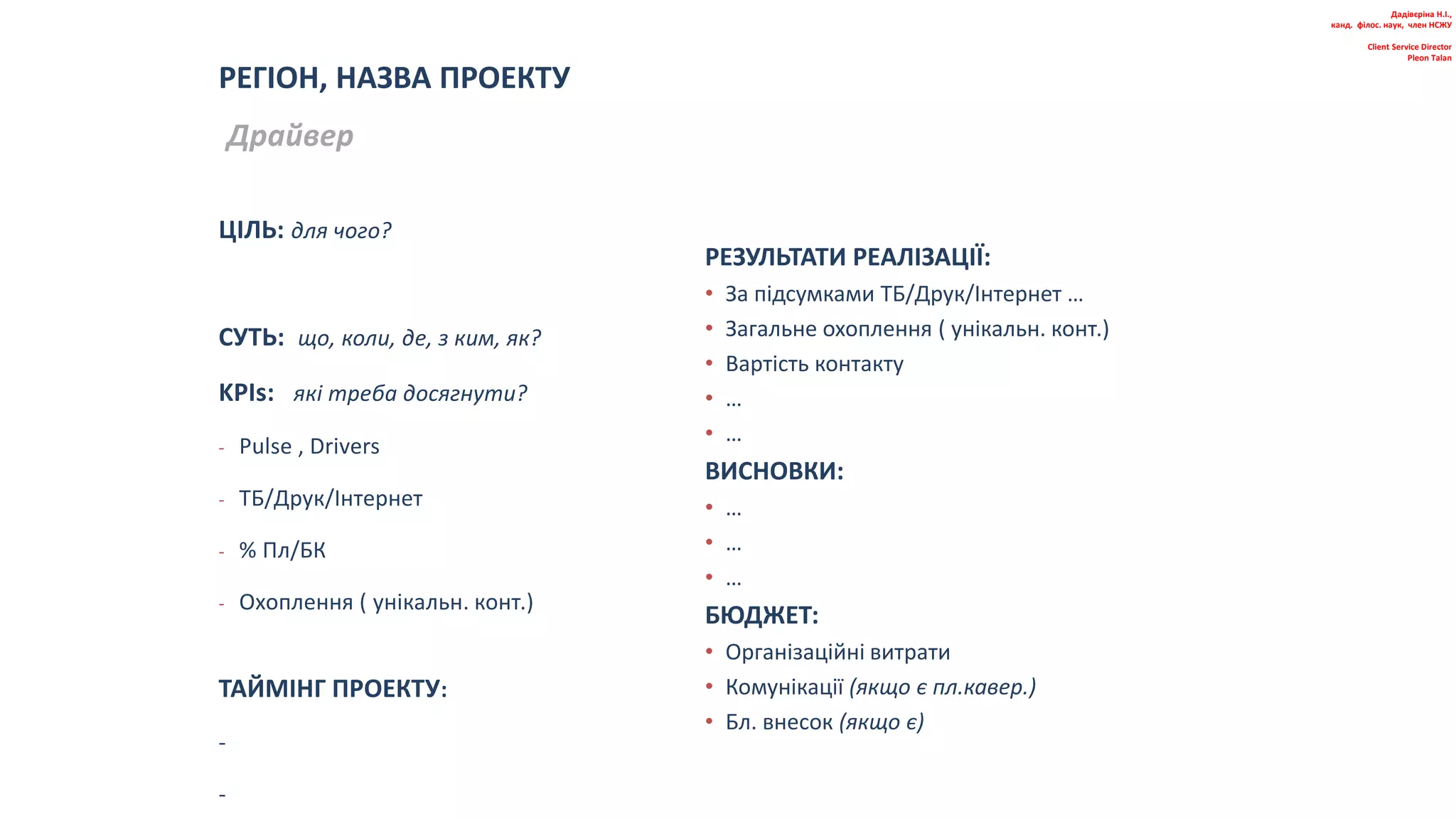 PR Наталія Дадівєріна / Наталья Дадиверина PR, Project Management PR ...
