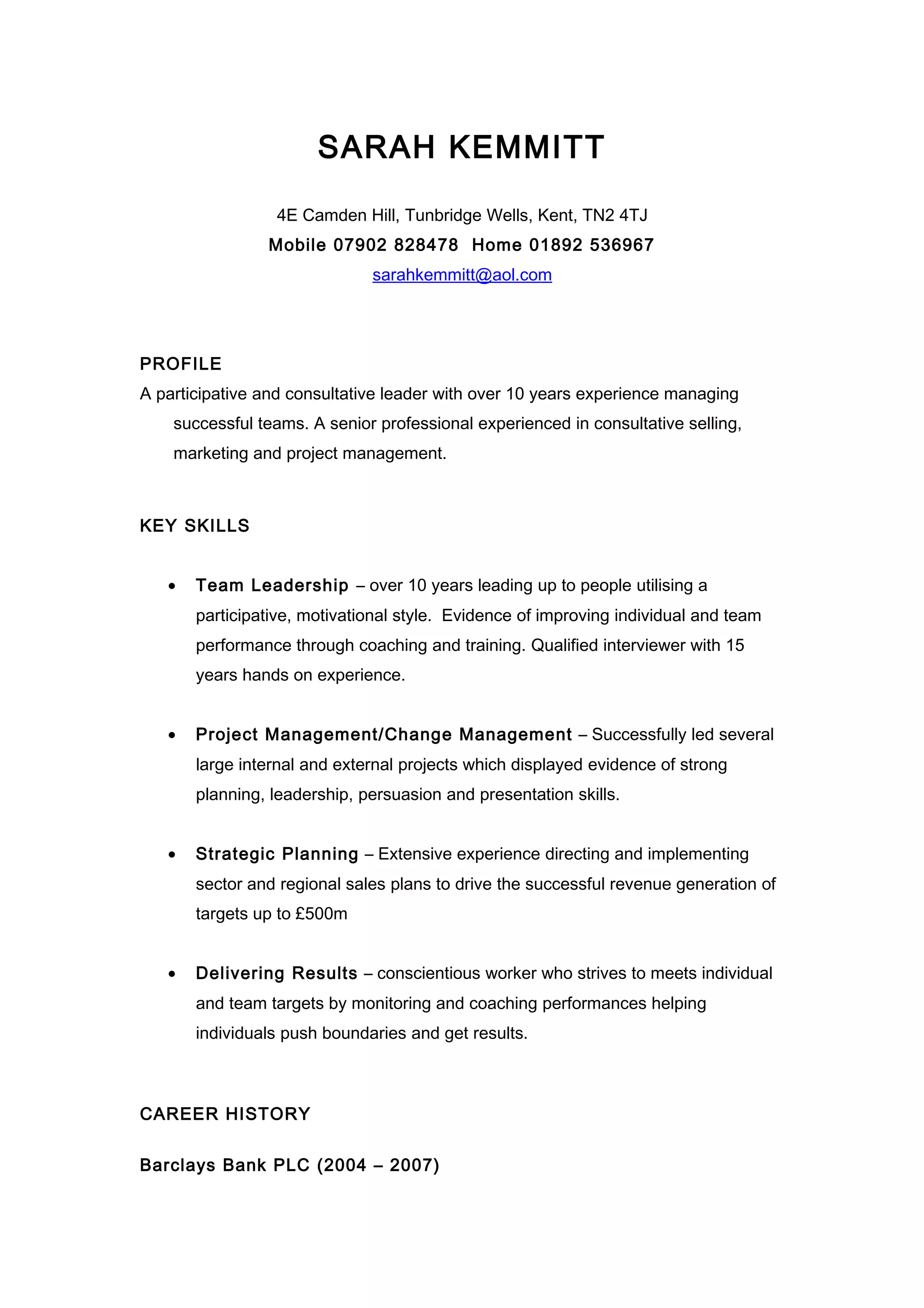 KemmittSarahCV2014 | PDF