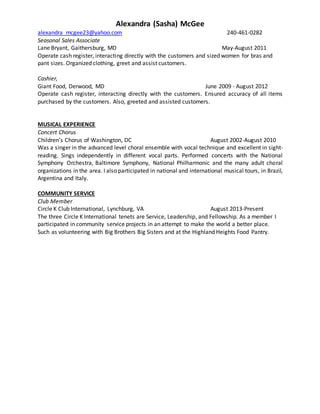 Alexandra McGee Resume | DOCX