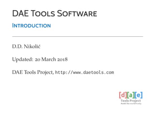 DAE Tools 1.8.0 - Introduction | PPT