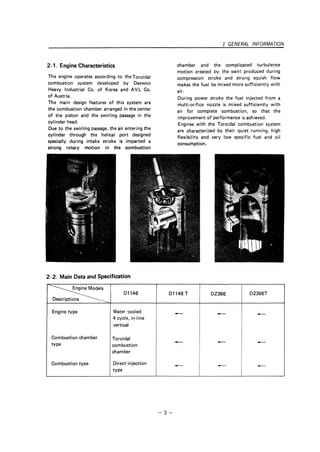 Daewoo doosan d1146 diesel engine service repair manual | PDF