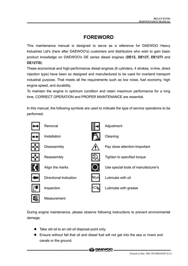 Daewoo Doosan DE12TIS Diesel Engine Service Repair Manual.pdf