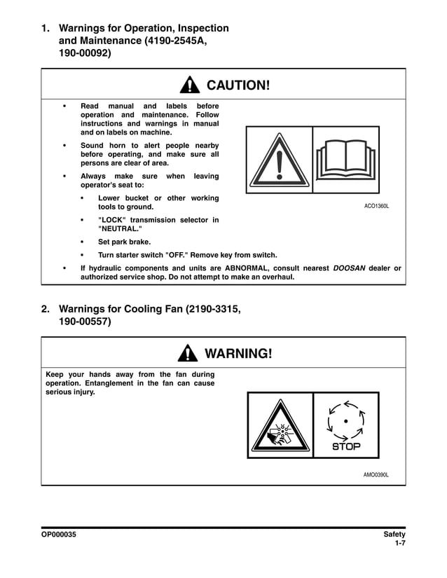 Daewoo doosan dl300 wheel loader operator and maintenance manual | PDF
