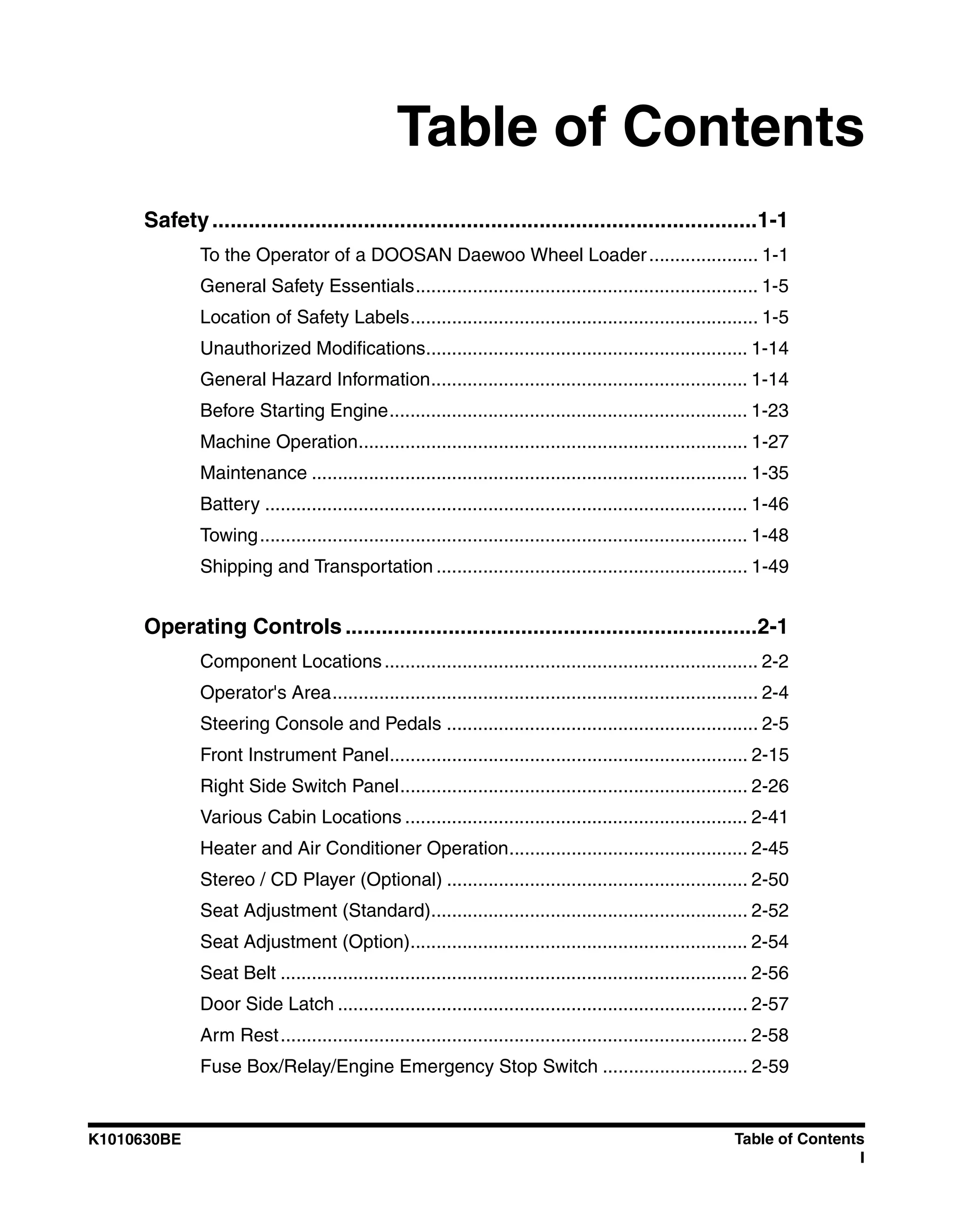 Daewoo doosan dl300 wheel loader operator and maintenance manual | PDF