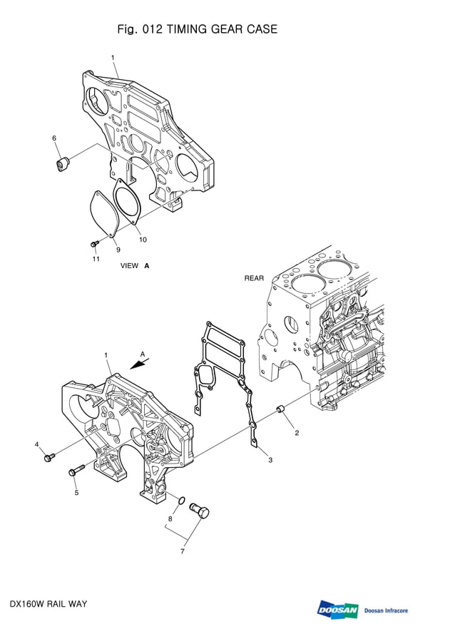 Daewoo doosan dx160 w rail way wheeled excavator parts catalogue manual ...
