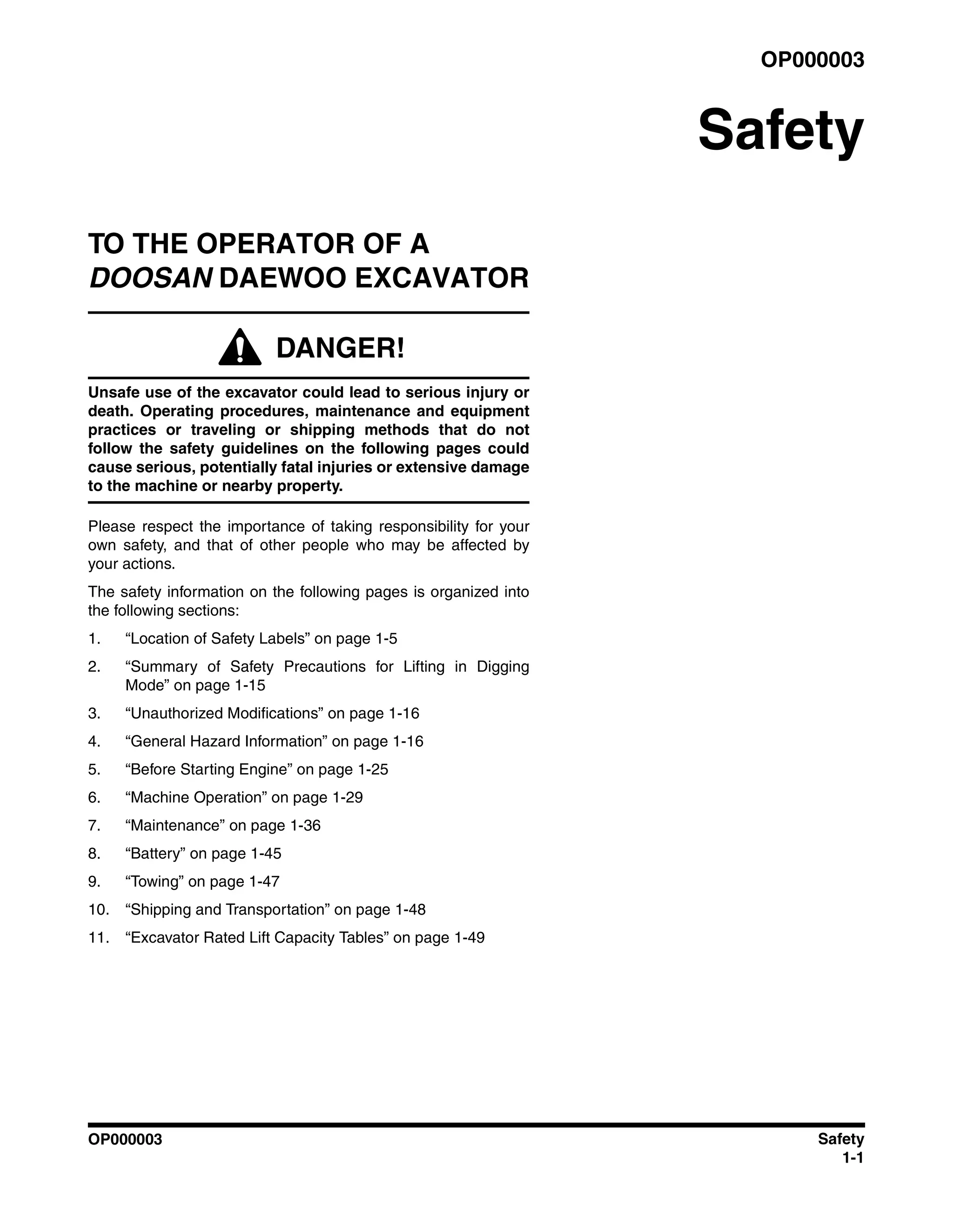 Daewoo doosan dx300 lc excavator operation and maintenance manual | PDF