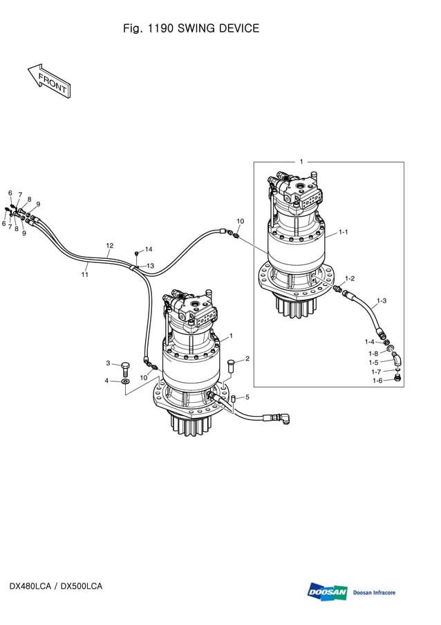 Daewoo doosan dx480 lca crawler excavator parts catalogue manual | PDF