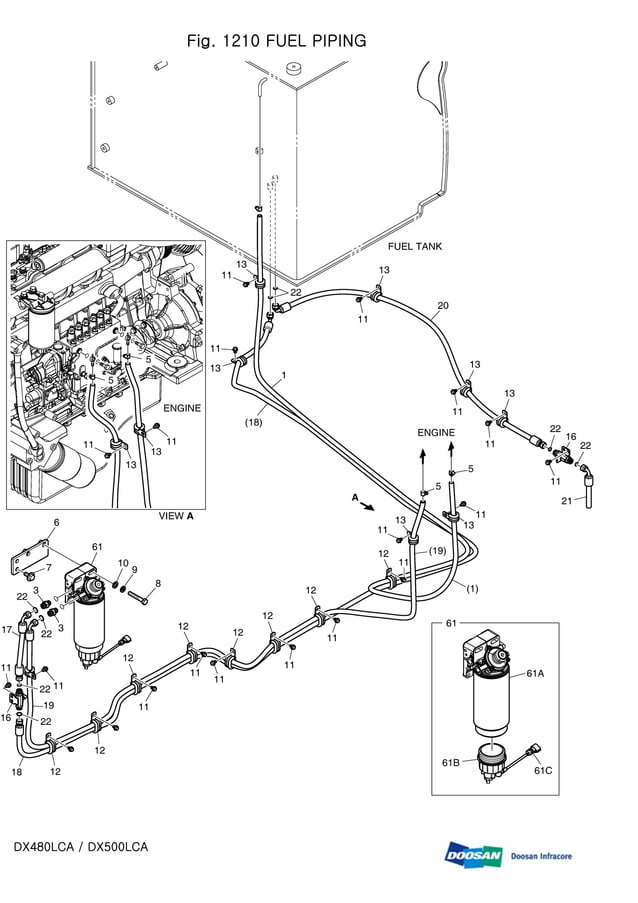 Daewoo doosan dx480 lca crawler excavator parts catalogue manual | PDF