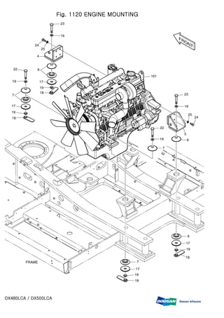 Daewoo doosan dx480 lca crawler excavator parts catalogue manual | PDF