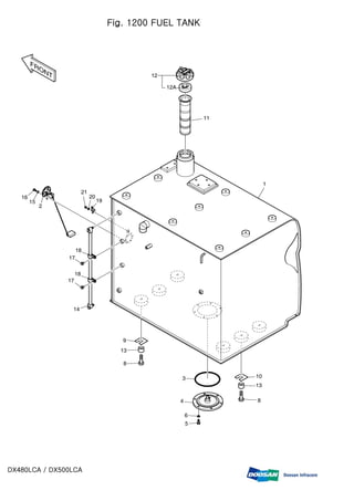 Daewoo doosan dx480 lca crawler excavator parts catalogue manual | PDF